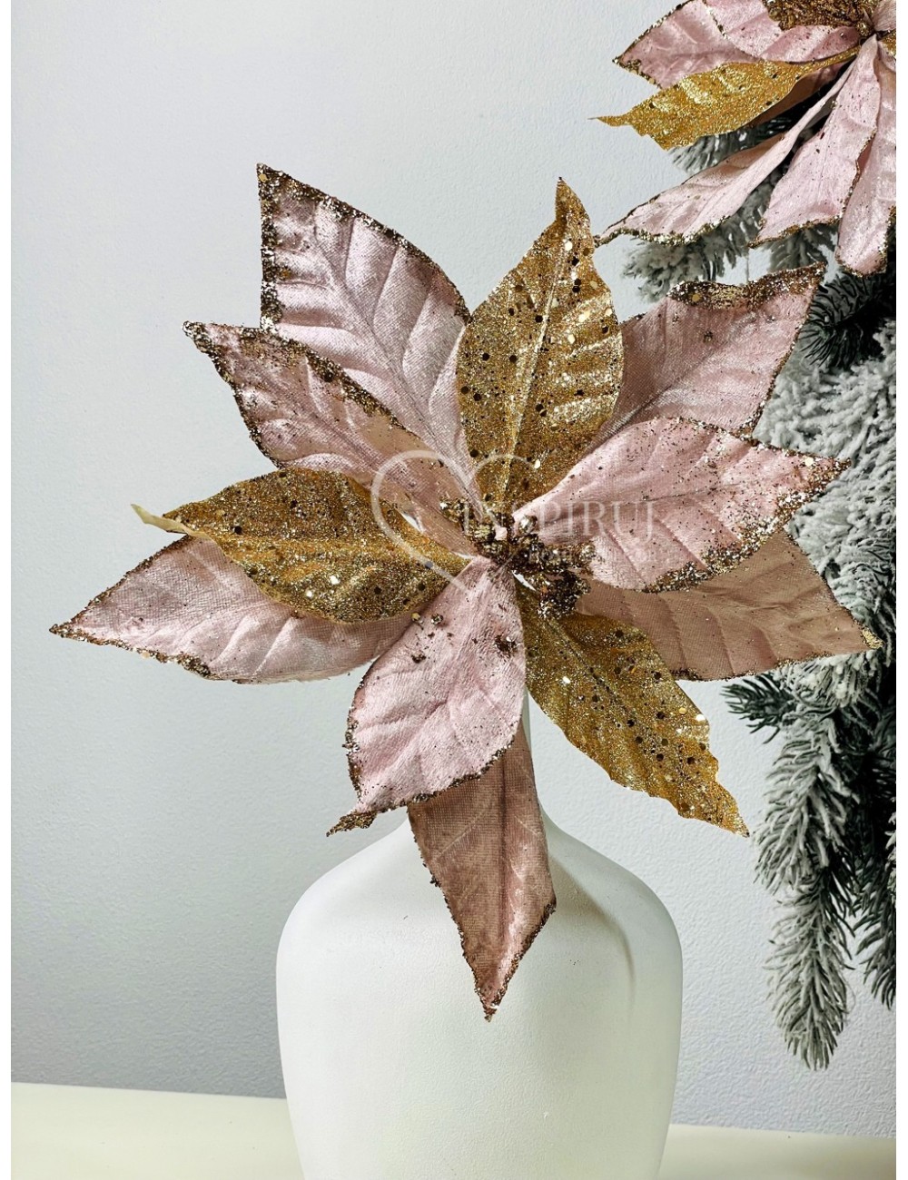 Gwiazda betlejemska ciemno-zielona poinsecja na klipsie - kwiaty na ...